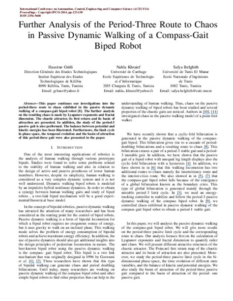 Pdf Further Analysis Of The Period Three Route To Chaos In Passive Dynamic Walking Of A