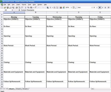 Excel Lesson Plan Template Social Media Template