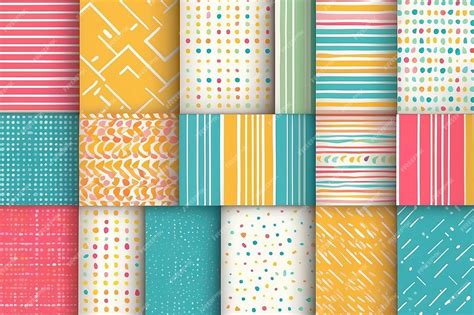 Premium Photo Rainbow Vector Geometric Seamless Patterns Collection Set Of Bright Colorful