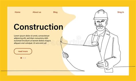 Vector Landing Page Of Architecture Works Stock Vector Illustration Of Building Continuous