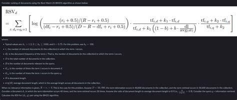 Solved Consider Ranking Of Documents Using The Best Match