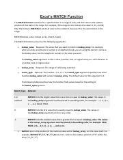 Lesson Excel Match Function Pdf Excel S MATCH Function The MATCH Function Searches For A