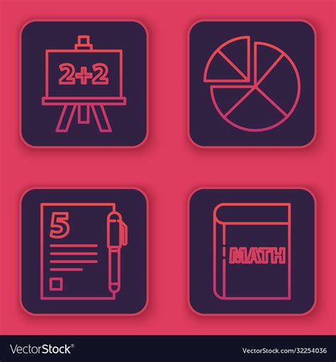 Set Line Calculator Open Book Abacus Royalty Free Vector