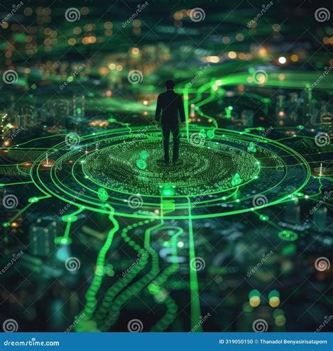 Business Person At A Digital Intersection Augmented Reality Showing Different Business Paths