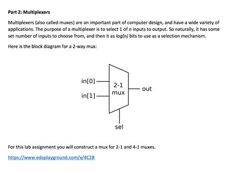 Solved Part Multiplexers Multiplexers Also Called Muxes Chegg