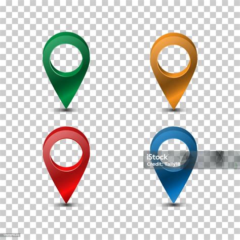 3d지도 포인터 위치 아이콘 설정 파란색 빨간색 노란색 녹색 위치 아이콘입니다 Eps 10의 벡터 그림 0명에 대한 스톡 벡터 아트 및 기타 이미지 Istock