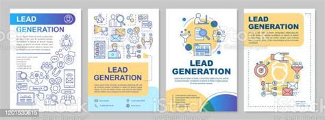 리드 생성 브로셔 템플릿 레이아웃입니다 디지털 마케팅 Smm 전단지 소책자 선형 그림이있는 전단지 인쇄 디자인 잡지 연례 보고서 광고 포스터에 대한 벡터 페이지 레이아웃