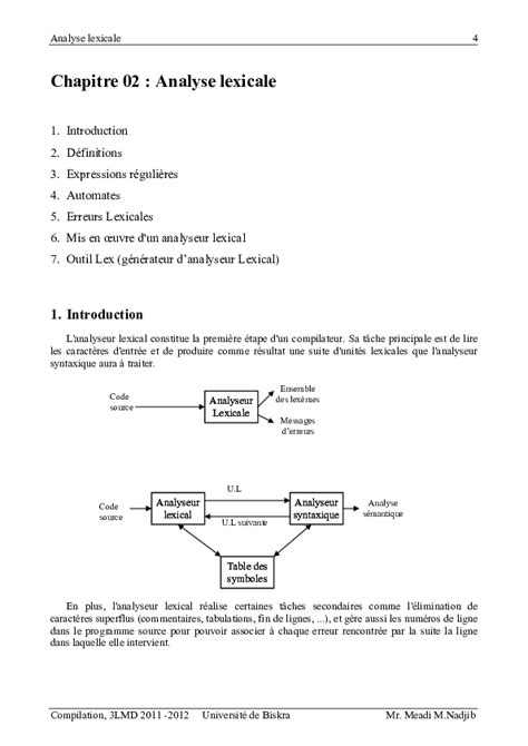 Pdf Chapitre 02 Analyse Lexicale
