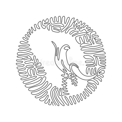 Single Curly One Line Drawing Of Cute Elephant Abstract Art Continuous
