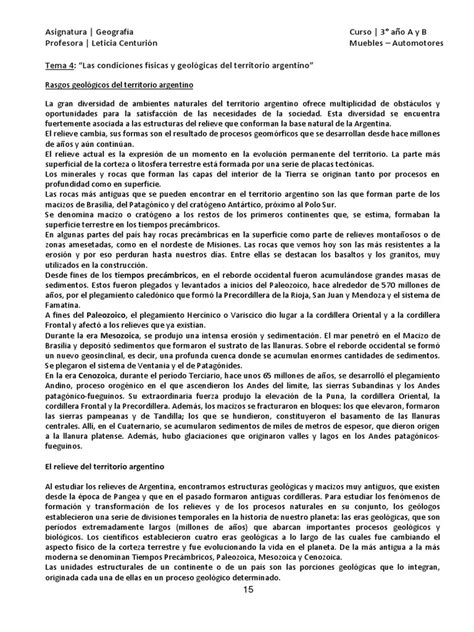 Tema 4 Las Condiciones Físicas Y Geológicas Del Territorio Argentino 1