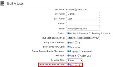 User Callback Tool Bvoip