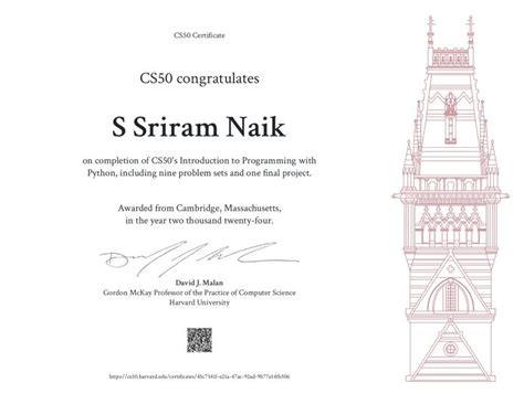 Completed Cs50s Python Course From Harvard Sri Ram Posted On The