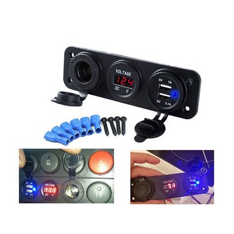 Dual Usb Socket Charger Cigarette Voltmeter Camper Van Motorhome