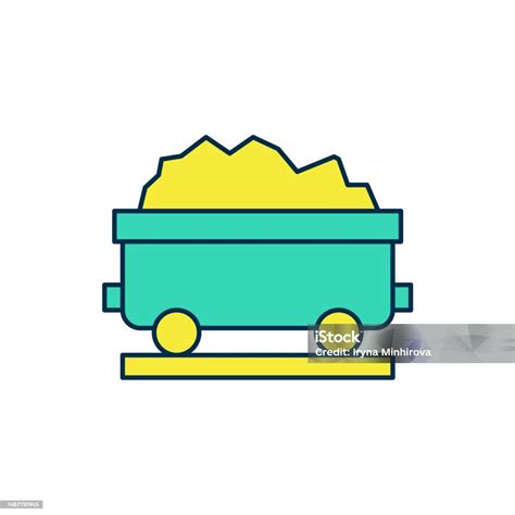 흰색 배경에 격리된 채워진 윤곽선 석탄 기차 마차 아이콘 철도 운송 벡터 가득 찬에 대한 스톡 벡터 아트 및 기타 이미지