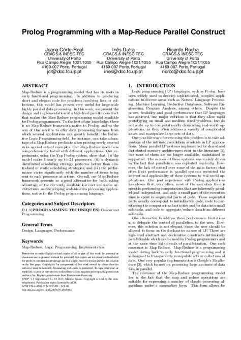 Pdf Prolog Programming With A Map Reduce Parallel Construct