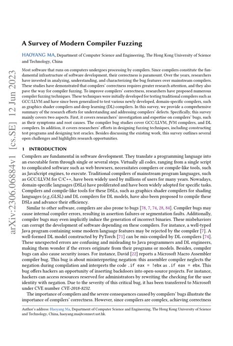 Pdf A Survey Of Modern Compiler Fuzzing