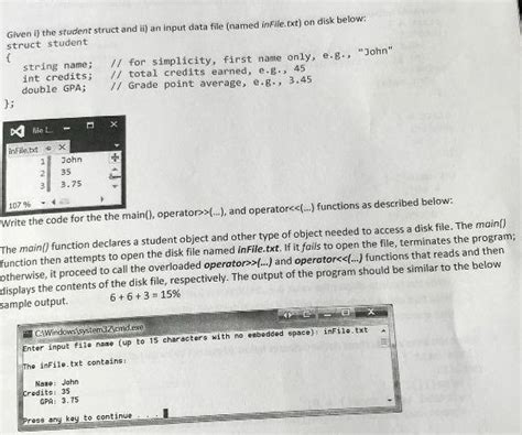Solved Given I The Student Struct And I An Input Data File