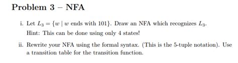 Solved Problem NFA I Let L Ww Ends With Draw Chegg Com