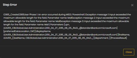 issue input exceeded the maximum allowable length for the field