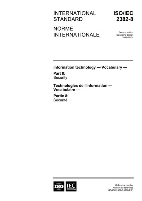 ISO IEC 2382 8 1998 Information Technology Vocabulary Part 8 Security
