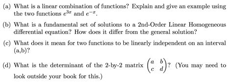 Solved What Is A Linear Combination Of Functions Explain Chegg Com