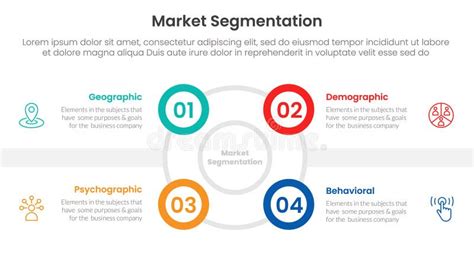 Market Segmentation Framework Analysis Infographic 4 Point Stage Template With Circle Outline