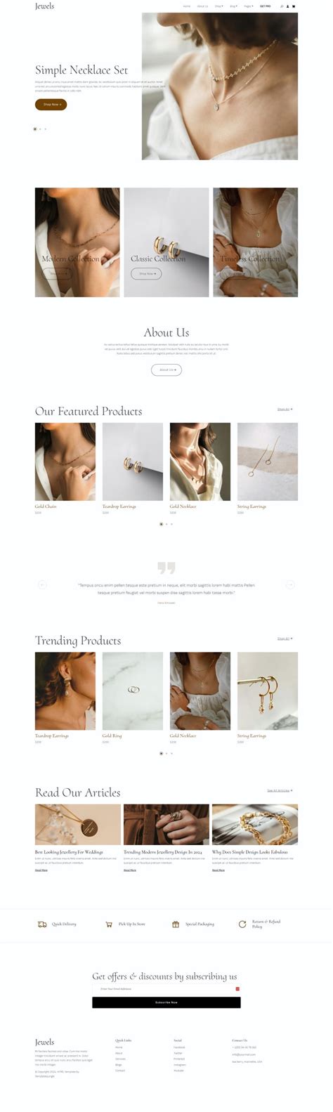 Jewels Jewellery Ecommerce Free Bootstrap 5 Html Css Website Template