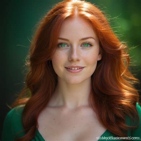 Radiant Redhead With Emerald Eyes Stable Diffusion Online