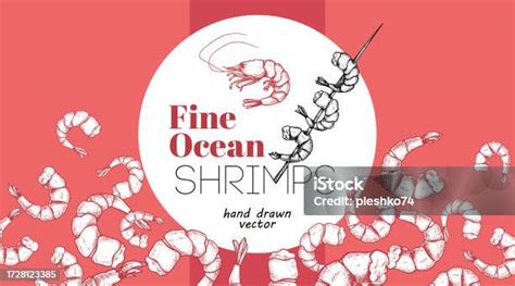 해산물 배너 디자인 템플릿입니다 손으로 그린 좋은 바다 새우 레스토랑 메뉴 해산물 배너 전단지 디자인에 가장 적합합니다 벡터