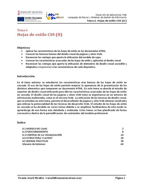 1 Tema 6 Hojas De Estilo Css Ii Pdf Html Red Mundial