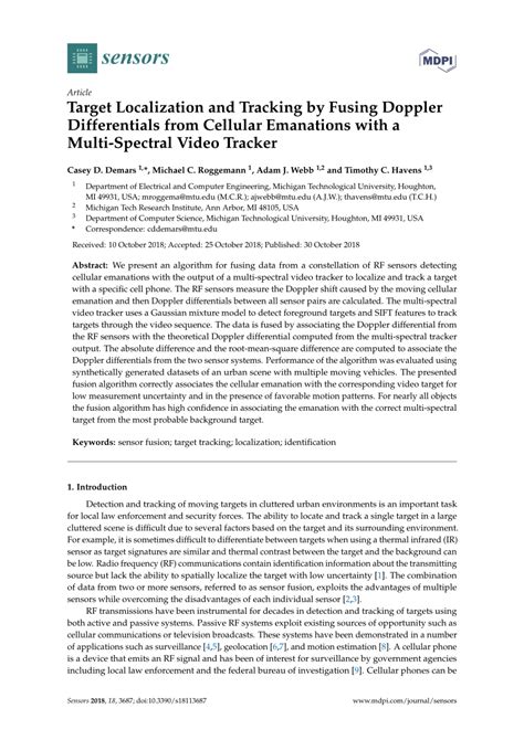 Pdf Target Localization And Tracking By Fusing Doppler Differentials From Cellular Emanations