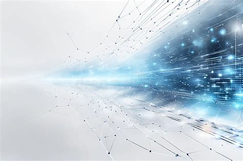 White Blue Abstract Technology Background With A Network Grid And Particles Connected Sci Fi