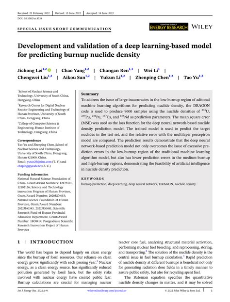 Pdf Development And Validation Of A Deep Learning‐based Model For Predicting Burnup Nuclide