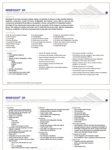 Minesight 3d Create Manipulate And Visualize Your Project Data Pdf