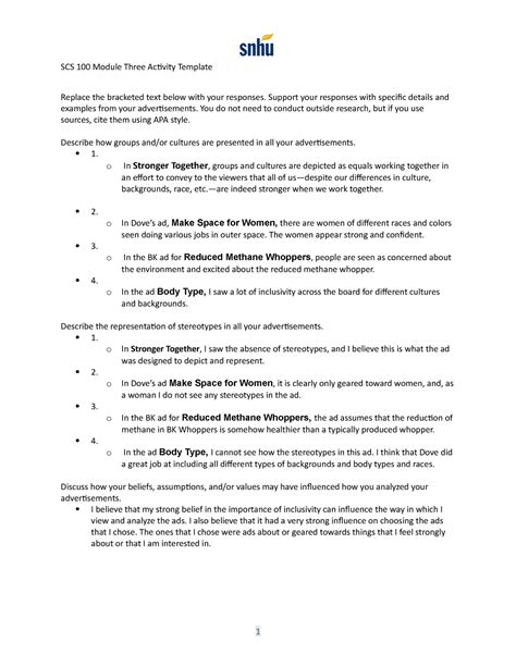 Scs 100 Module Three Activity Support Your Responses With Specific Details And Examples From