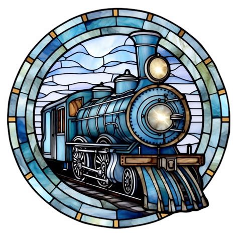 Premium Ai Image A Stained Glass Window With A Train Engine And The