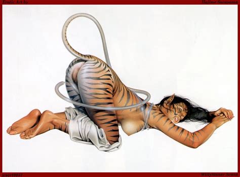 Rule 34 Ass Feline Female Hajime Sorayama Hybrid Nude Pointy Ears Presenting Pubic Hair Solo