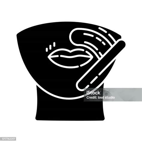 윗입술 글리프 아이콘입니다 여성 얼굴 머리 제거 절차 천연 뜨거운 설탕 왁스로 제모 전문적인 뷰티 트리트먼트 실루엣 기호입니다 음수 공간입니다 벡터 절연 그림 0명에 대한