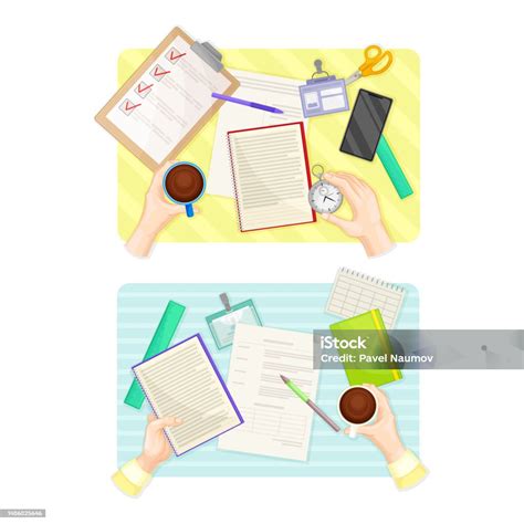 종이 문서에 쓰는 손의 위쪽 보기 세트 벡터 일러스트 레이 션 계약서에 대한 스톡 벡터 아트 및 기타 이미지 계약서 계획 금융 Istock