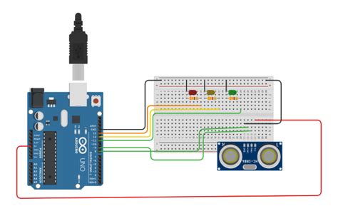 Circuit Design Ultrasonico Con Leds Tinkercad