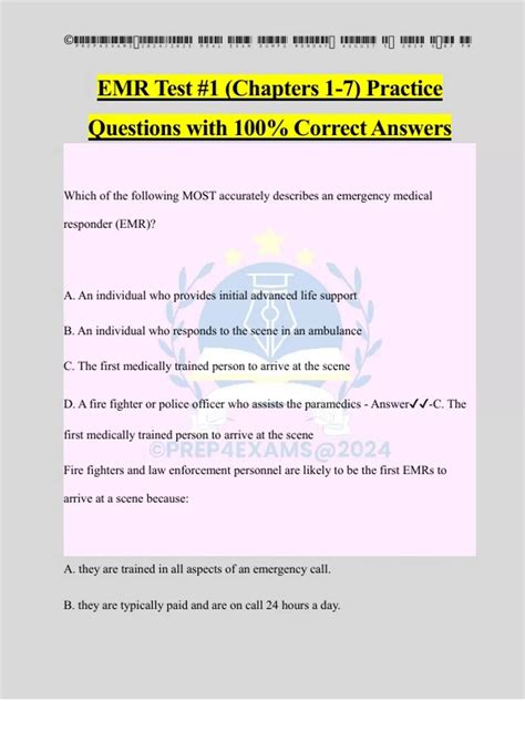 Emr Test 1 Chapters 1 7 Practice Questions With 100 Correct Answers Emr Stuvia Us