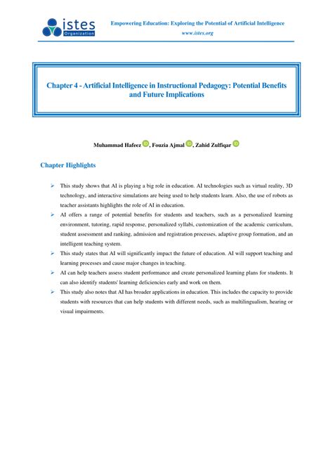 Pdf Artificial Intelligence In Instructional Pedagogy Potential Benefits And Future