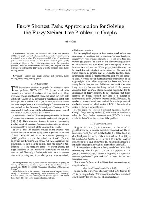 pdf fuzzy shortest paths approximation for solving the fuzzy steiner tree problem in graphs