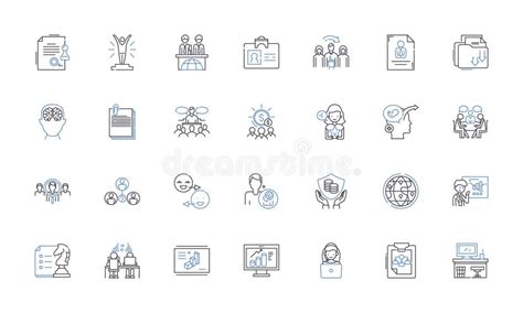 Operational Management Line Icons Collection Efficiency Productivity Optimization Strategy