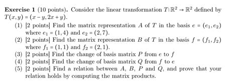 Solved Exercise Points Consider The Linear Chegg Com