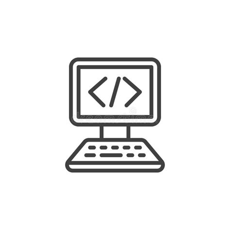 Programing Coding Line Icon Stock Vector Illustration Of Computer