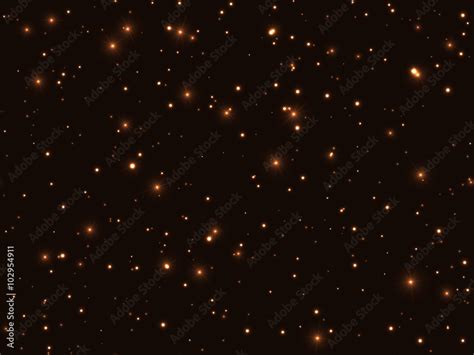 Seamless Magic Yellow Night Sky Star Pattern Black Background Golden Endless Abstract Space