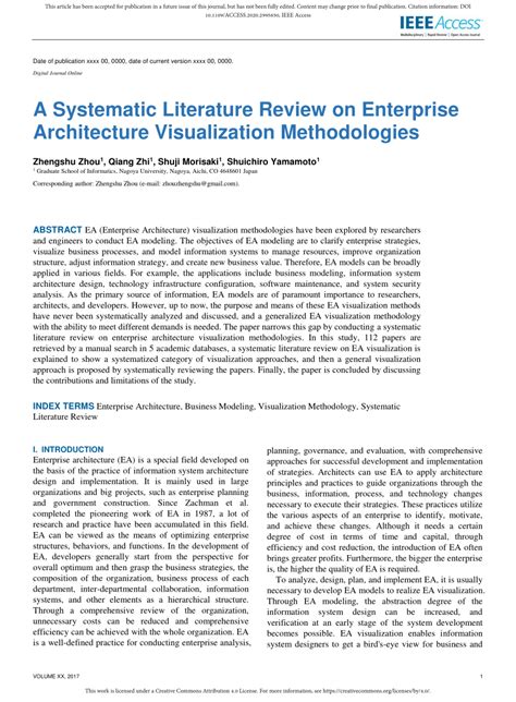 Pdf A Systematic Literature Review On Enterprise Architecture Visualization Methodologies