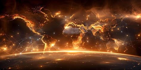 Premium Photo World Map Graphic Showing Global Network Connectivity