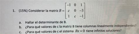 Solved Find The Determinant Of B For What Values Of C Matrix Chegg Com